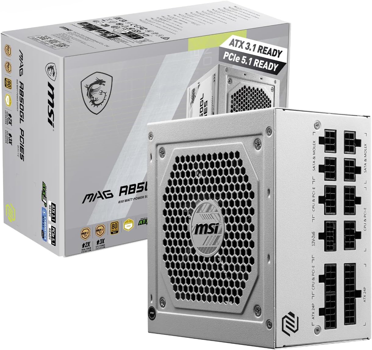 MSI MAG A850GL WHITE PCIE5 Power Supply Unit - eTeknix